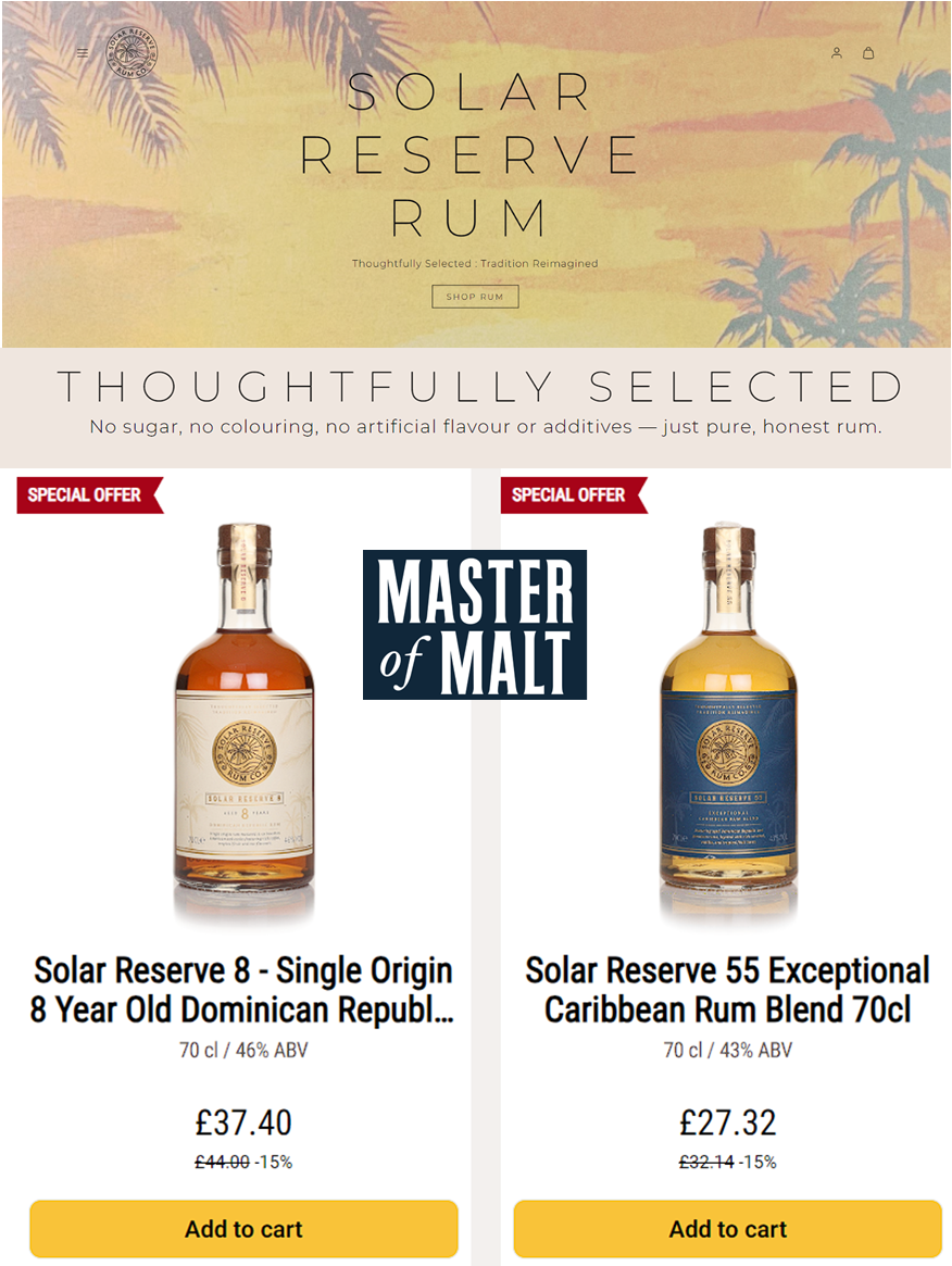 Master of Malt Trade Promotion – Solar Reserve Rum Co